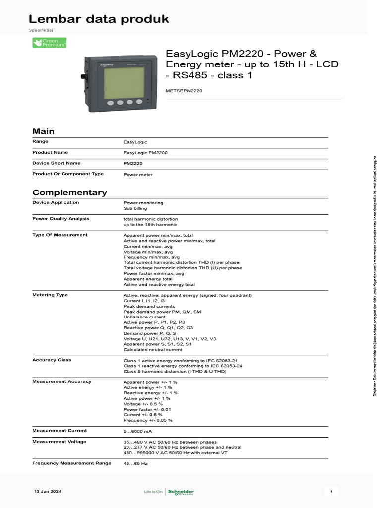 Schneider Electric - EasyLogic-PM2000-Power-Meters - METSEPM2220 | PDF ...