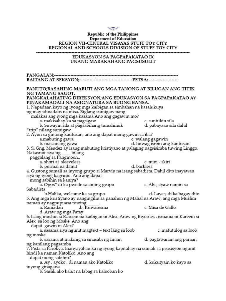 PT - Esp 9 - Q1 | PDF