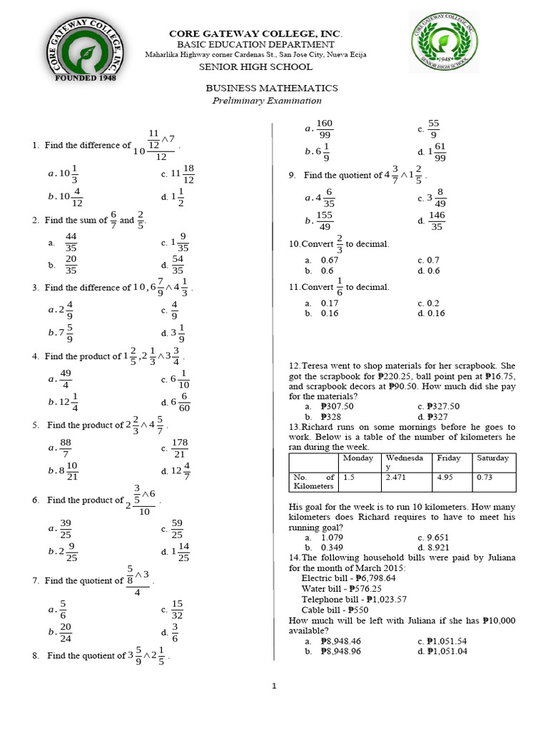 Business Math 2k24 2k25 | PDF | Taxes | Economies