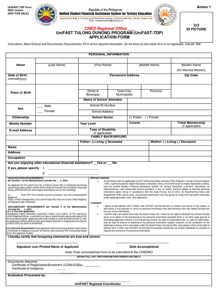 Annex 1 TDP Application Form New | Download Free PDF | Justice | Crime ...