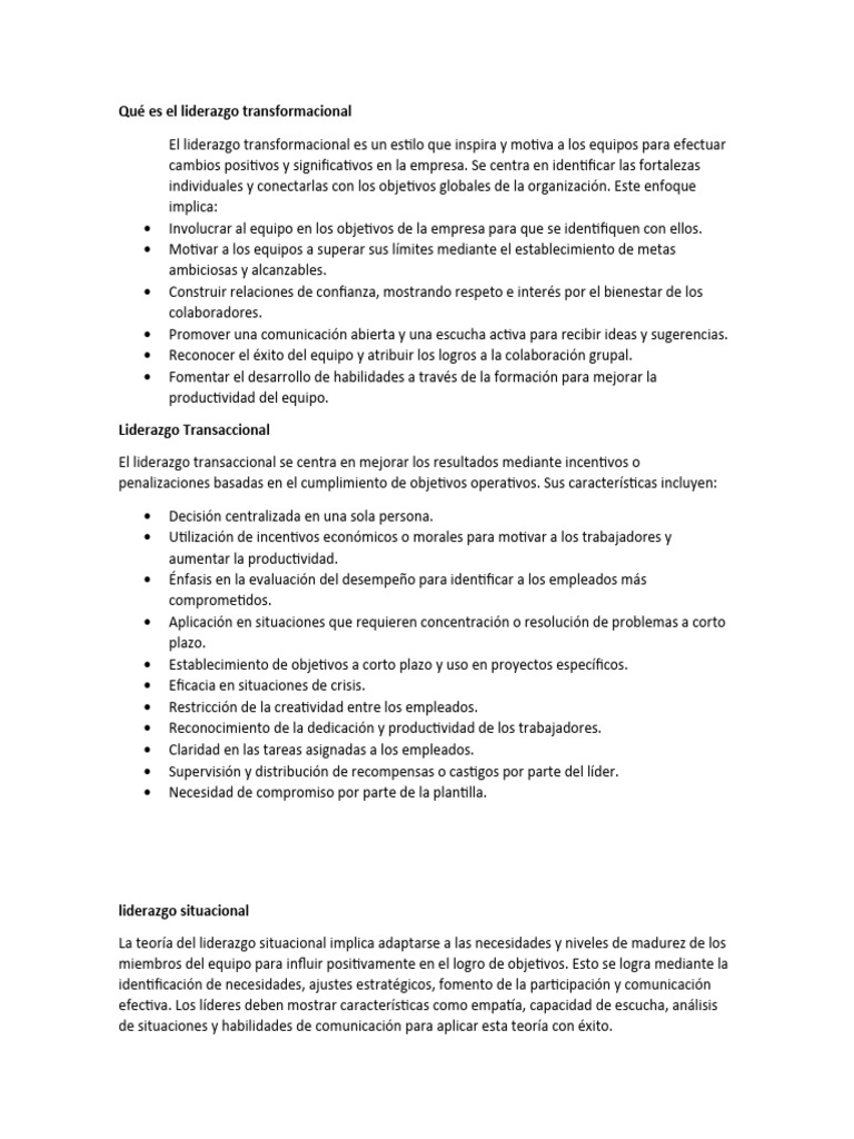 Qué Es El Liderazgo Transformacional | PDF | Liderazgo | Psicología Social