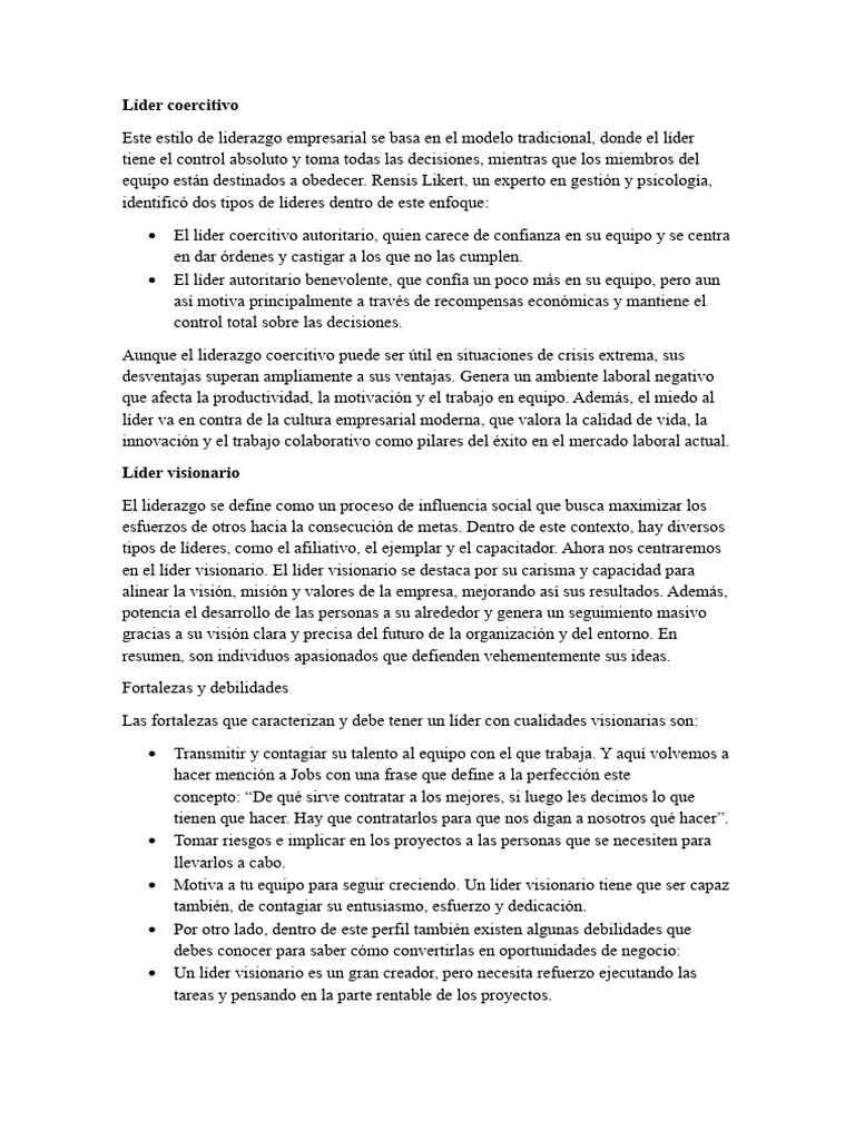 Líder Coercitivo | PDF | Liderazgo | Psicología Social