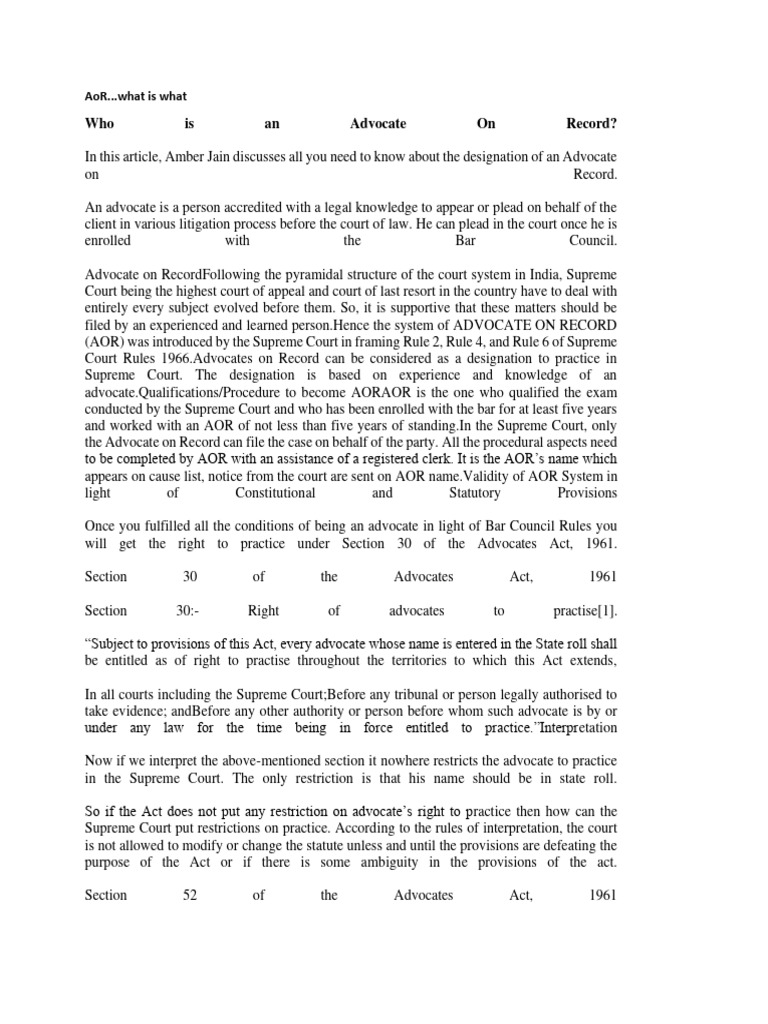 AoR - +what Is Ehat | Download Free PDF | Advocate | Public Law