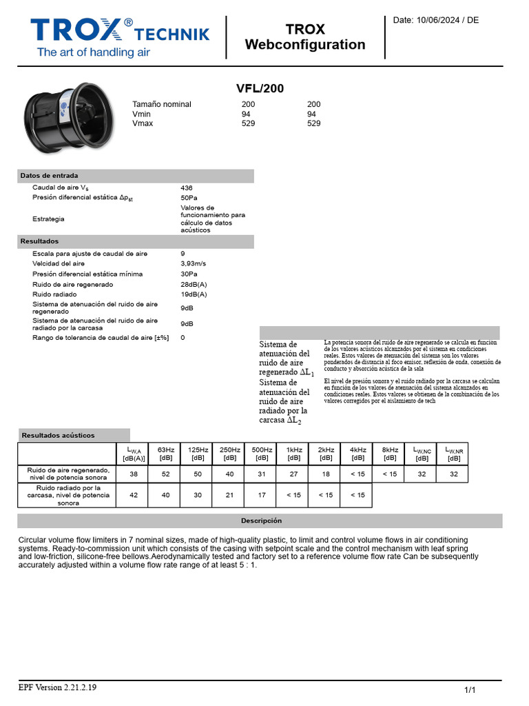 Trox VFL - 200 | PDF | Decibel | ruido