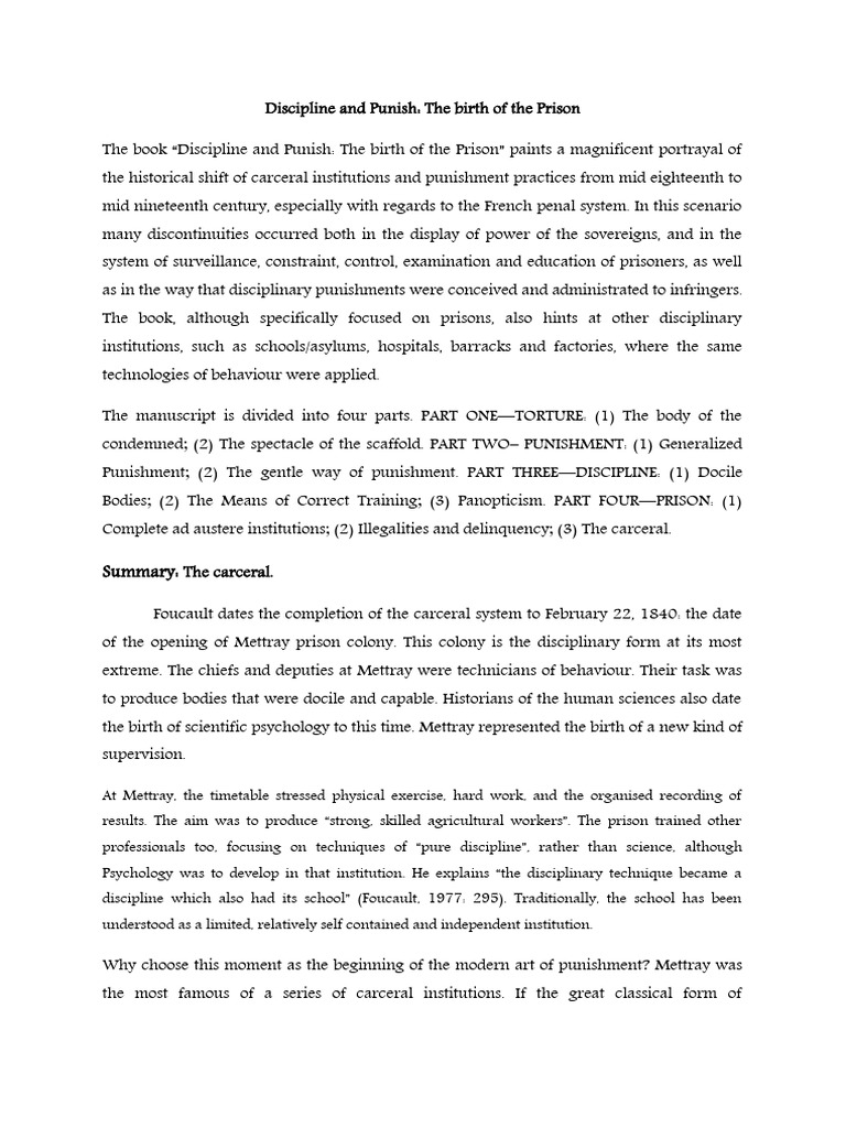 Michel Foucault Discipline and Punishment | PDF | Michel Foucault | Prison