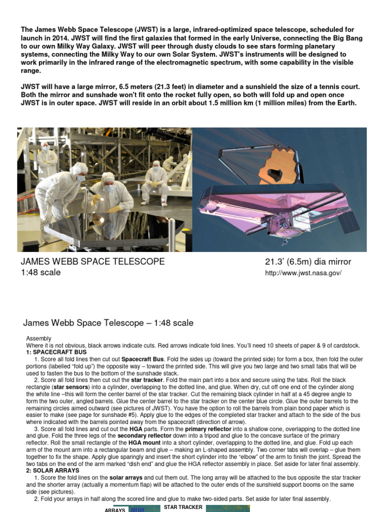 JWST Model 1-48scale Final-Instructions | PDF | Mirror | Astronomy