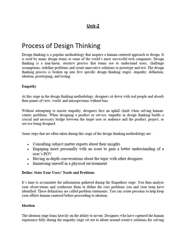 Design Thinking Unit-2 | PDF | Design Thinking | Thought