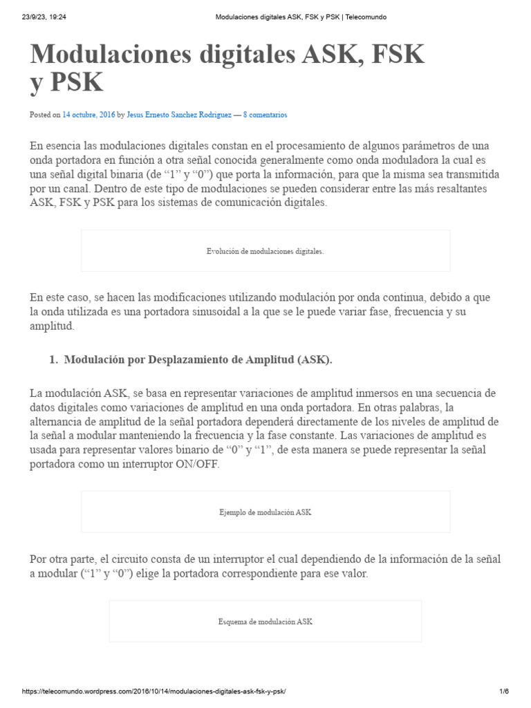 Modulaciones Digitales ASK, FSK y PSK - Telecomundo | PDF | Modulación | Inalámbrico