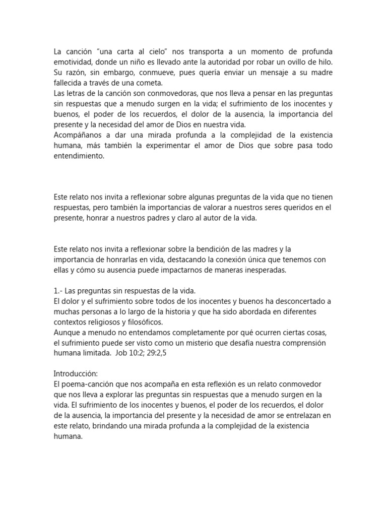 Una Carta Al Cielo2 | PDF | Amor | Sufrimiento