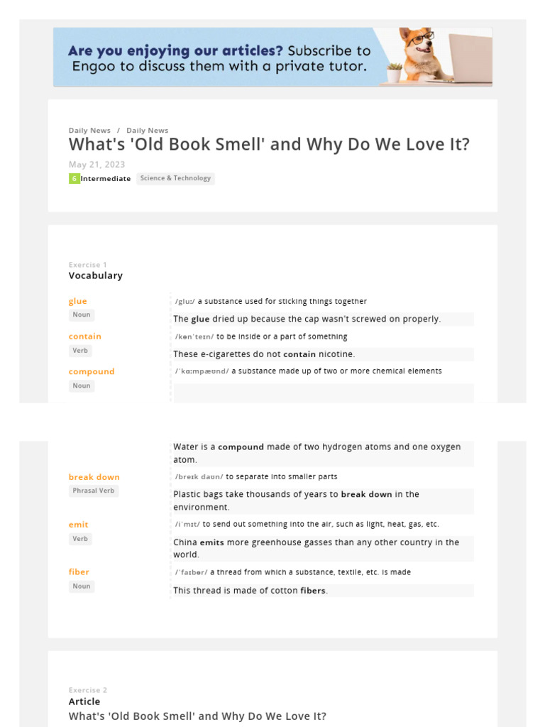 What's 'Old Book Smell' and Why Do We Love It - Engoo Daily News | PDF ...