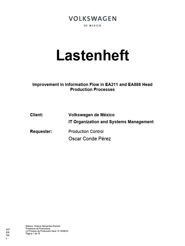 LH - Improvement in Information Flow in EA211 and EA888 Head Production Processes | PDF