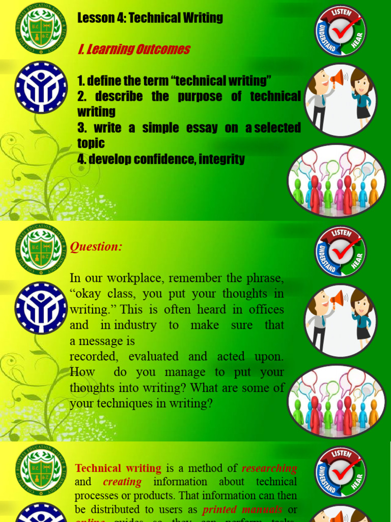 Lesson 4 Technical Writing | PDF | Writing | Written Communication
