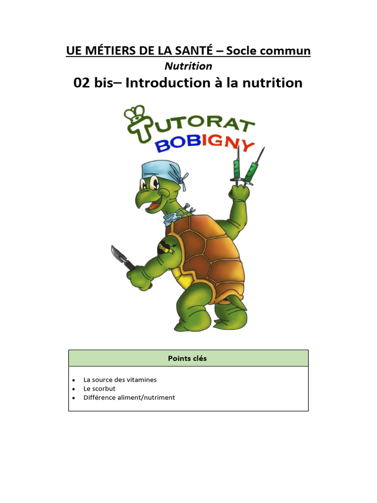 Introduction à la nutrition et santé | PDF | Nutriments | Vitamine