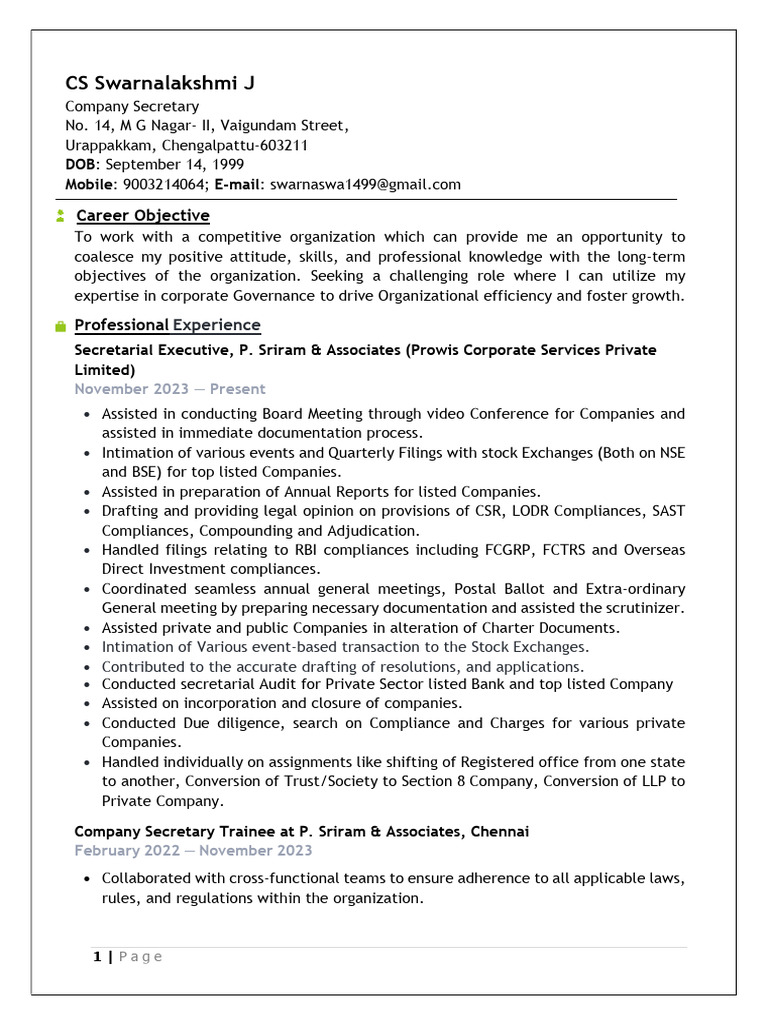 Naukri Csswarnalakshmij (0y 0m) | PDF | Corporations | Business