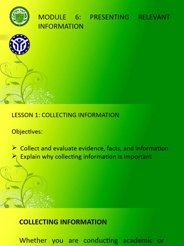Module 6 Presenting Relevant Information | PDF | Information | Citation
