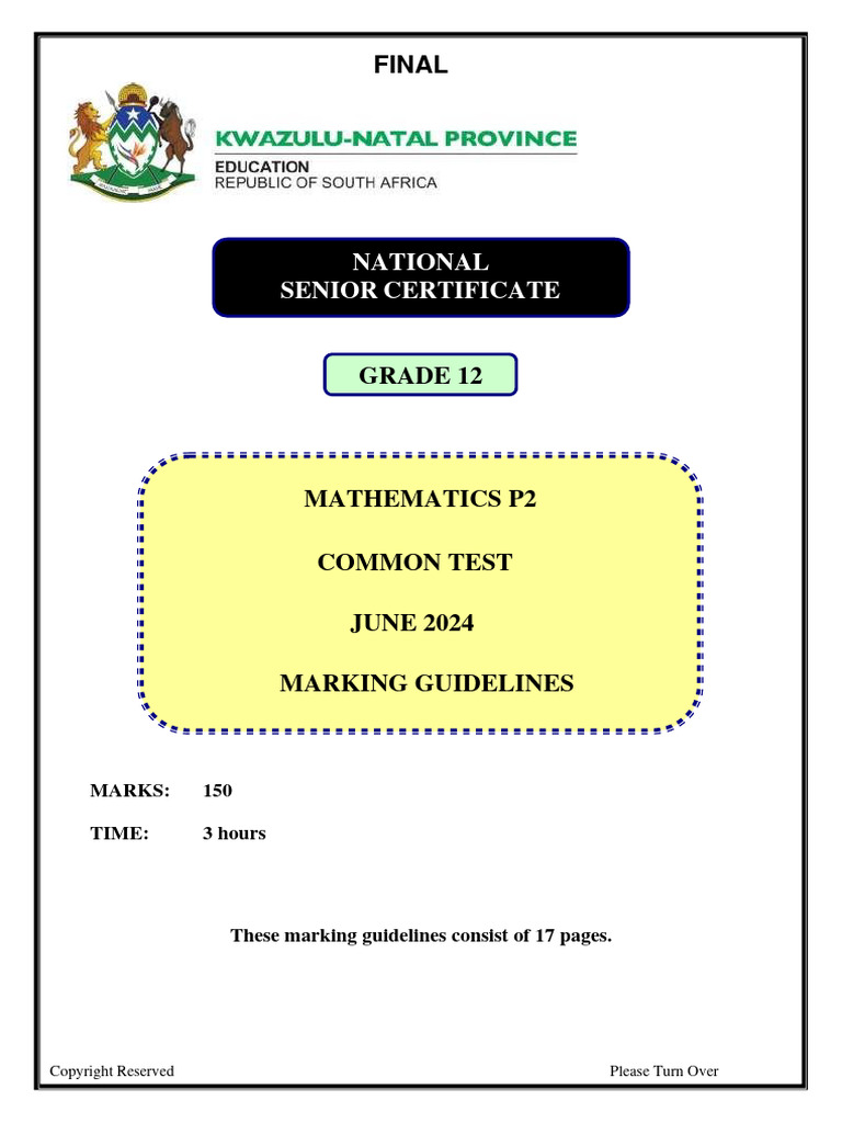 2024 Grade 12 June Maths p2 KZN Memo | PDF | Mathematics | Geometry