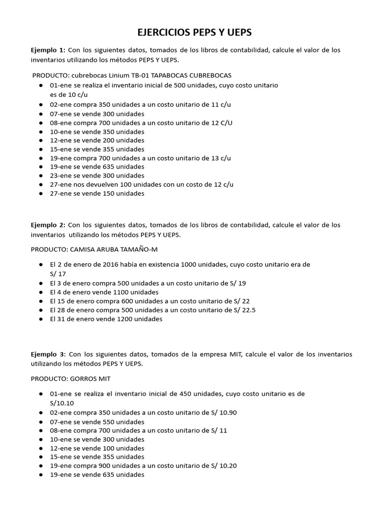 Ejercicios Peps y Ueps | PDF