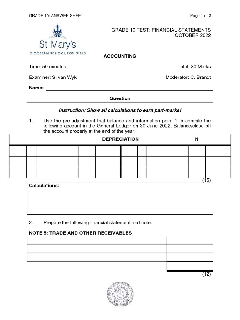 Financial Statements 2022 Answer | PDF