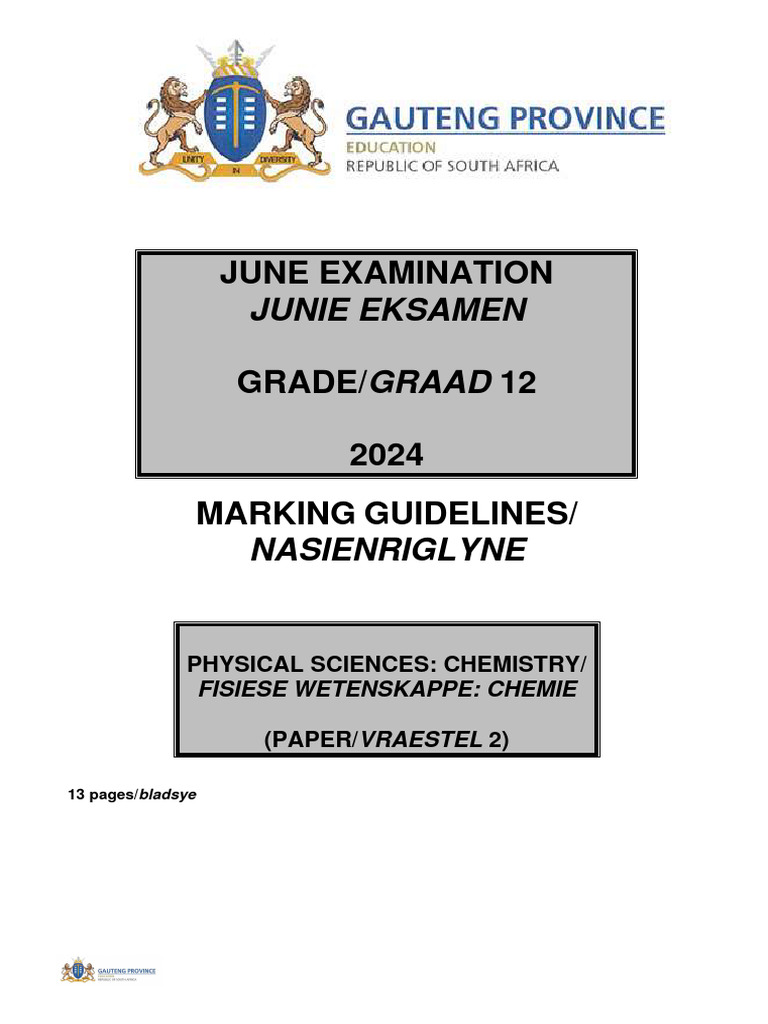 GR 12 Physical Sciences P2 Memo Bill FINAL | PDF | Chemical Substances | Physical Sciences