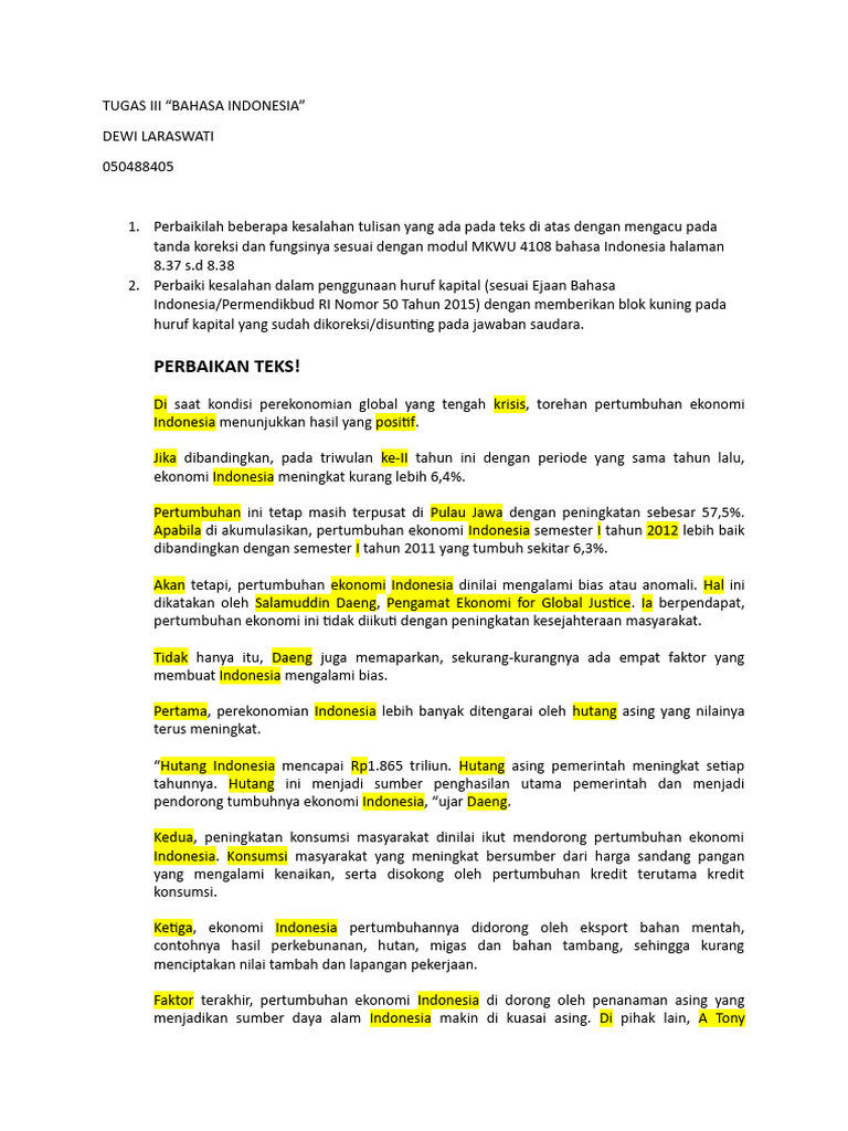 TUGAS III Bahasa Indonesia | PDF | Ilmu Sosial