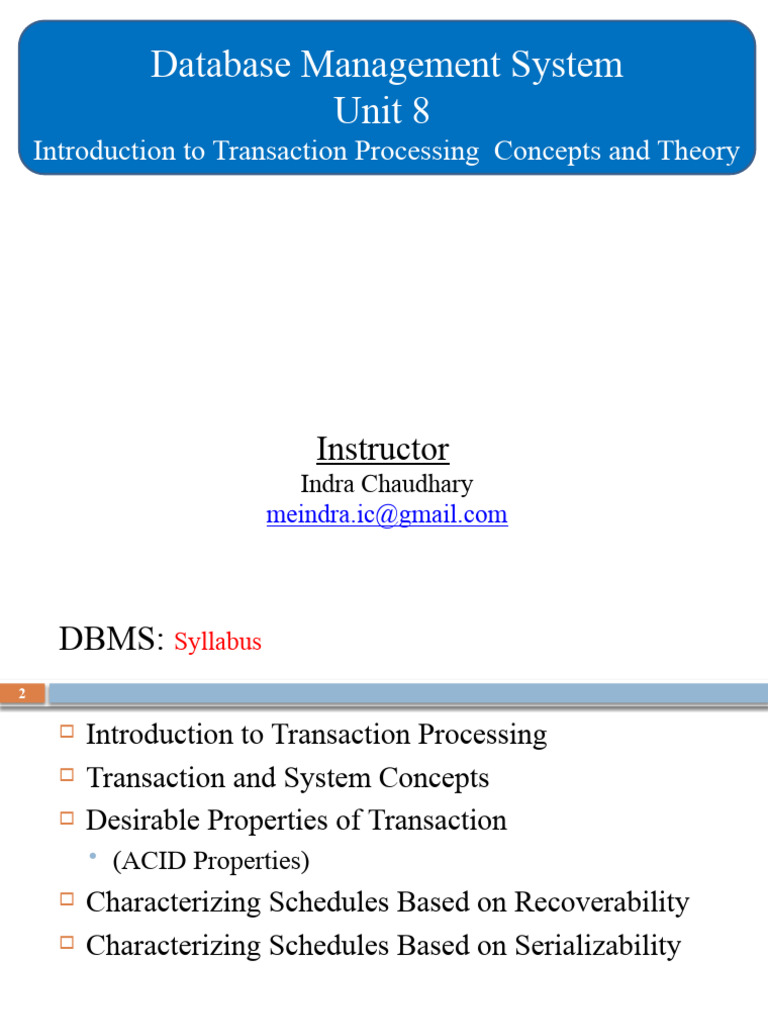 Intro To Transaction Processing and Theory | PDF | Database Transaction | Acid