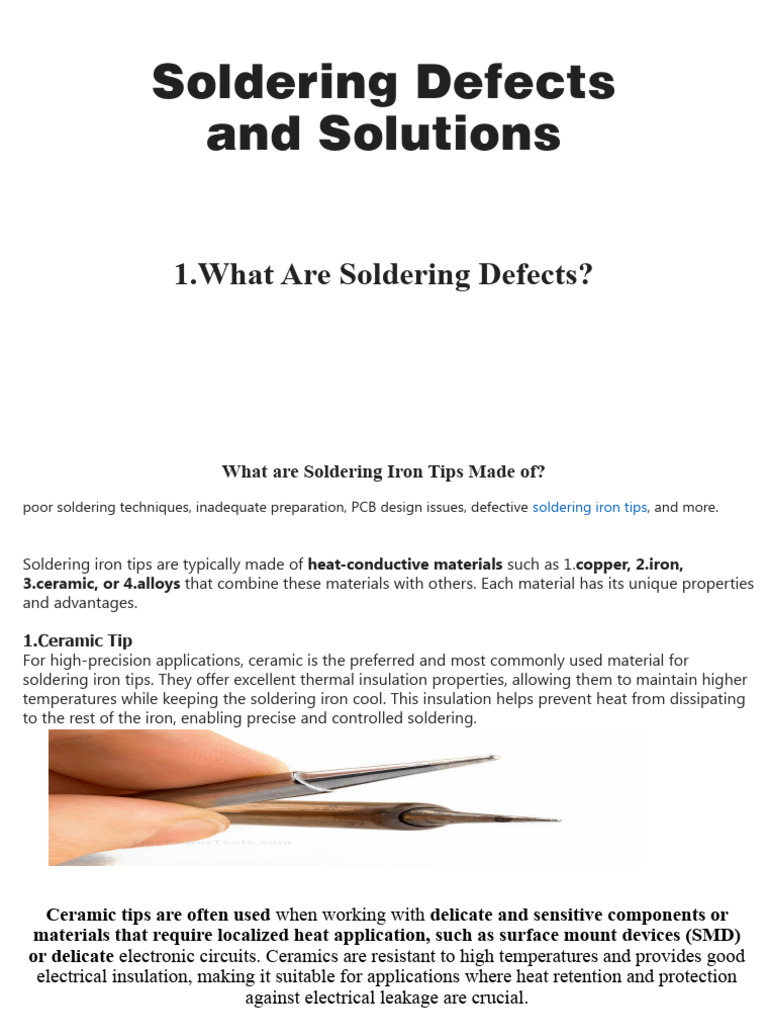 SMT Soldering Defects VS Solusions | PDF | Soldering | Solder