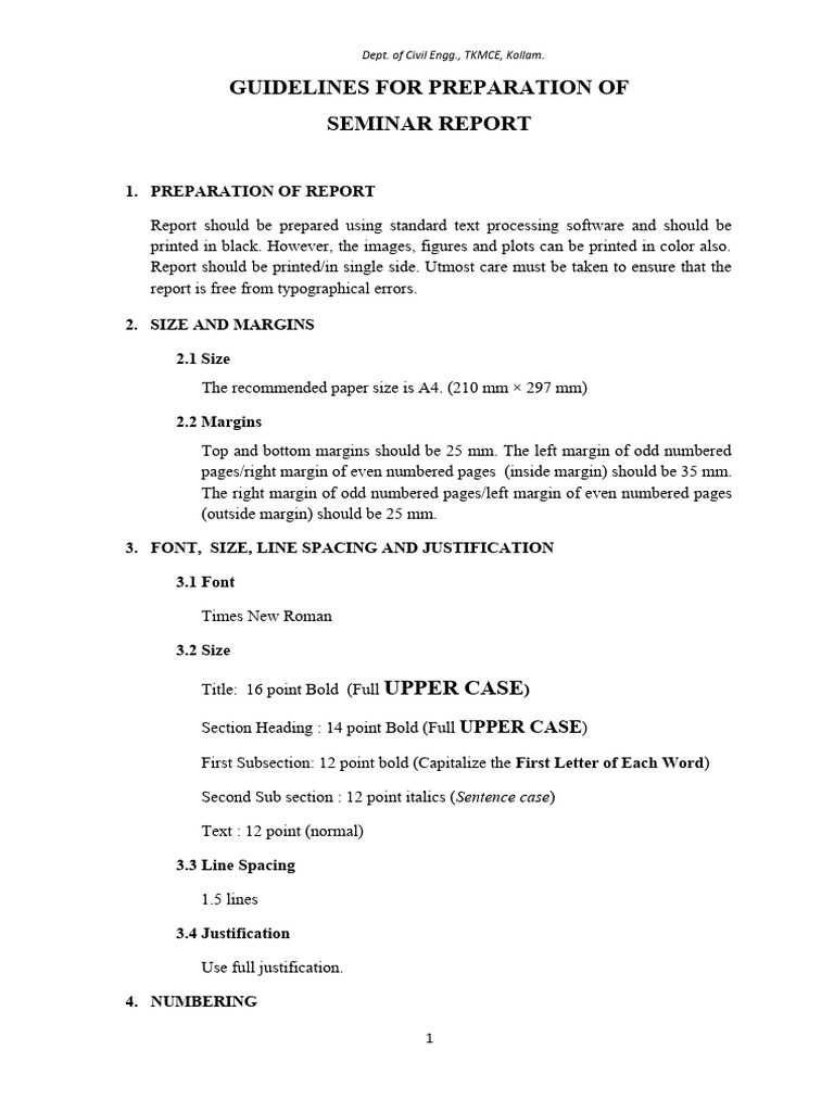 Seminar Report Preparation Guidelines | PDF | Writing | Written ...