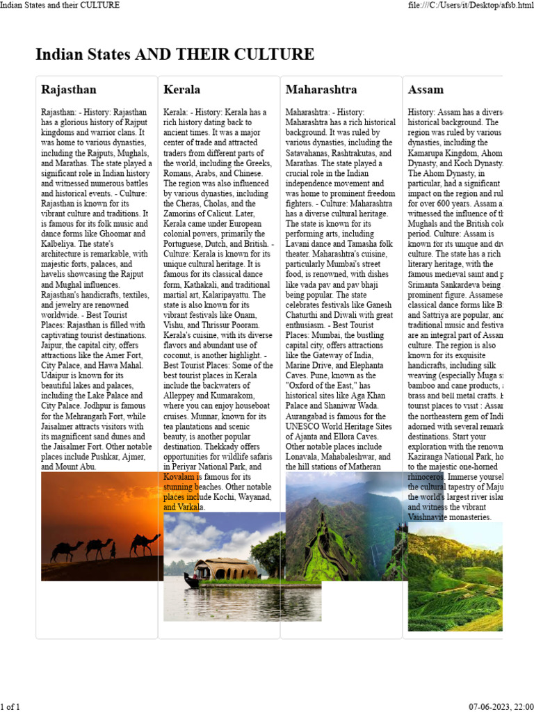 Indian States and Their CULTURE | Download Free PDF | Kerala