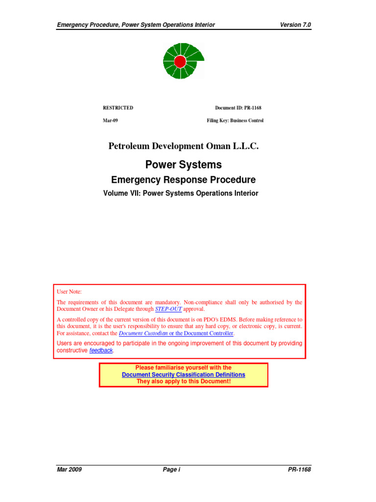 PR-1168 Emergency Response Documents Part III, | PDF | Electrical Substation | Power (Physics)