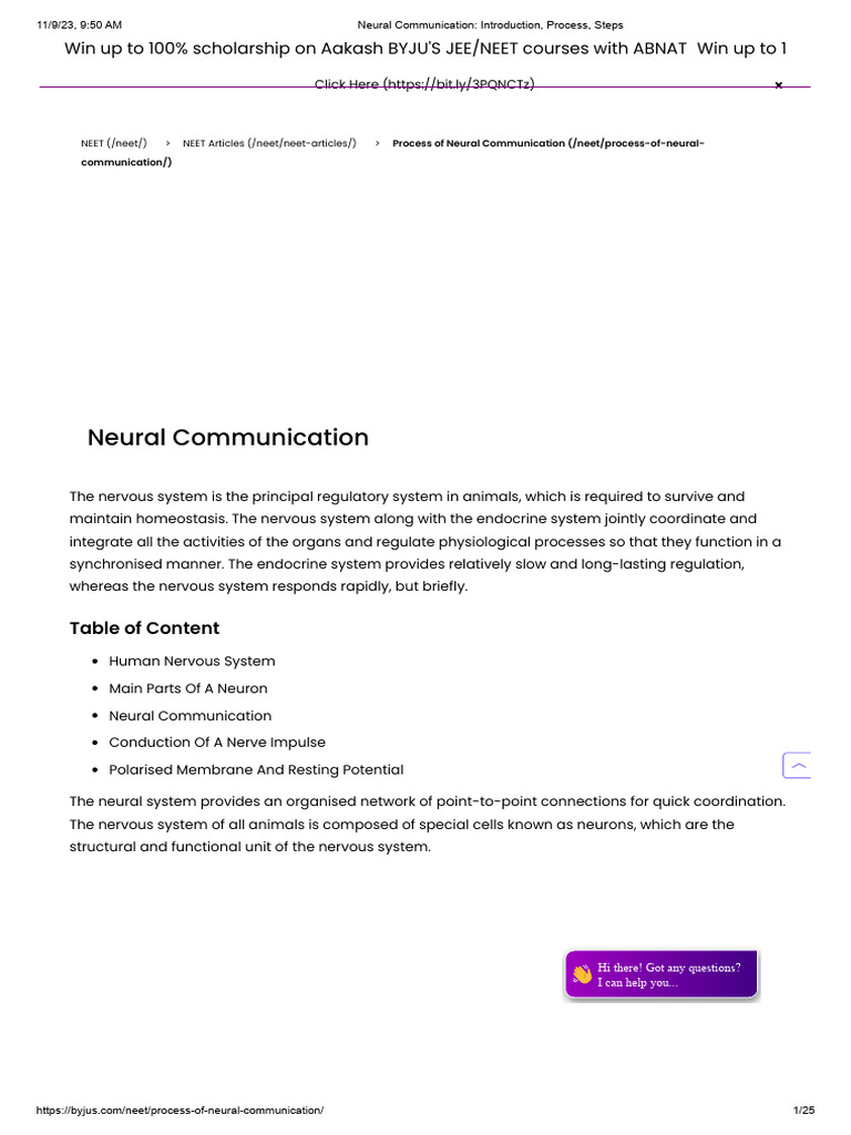 Neural Communication_ Introduction, Process, Steps | Download Free PDF | Neuron | Action Potential