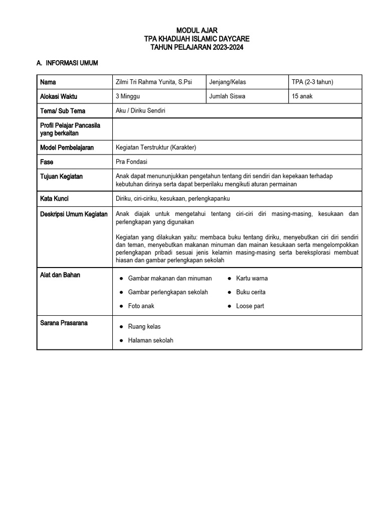 FORMAT Modul Ajar-RPPH | PDF