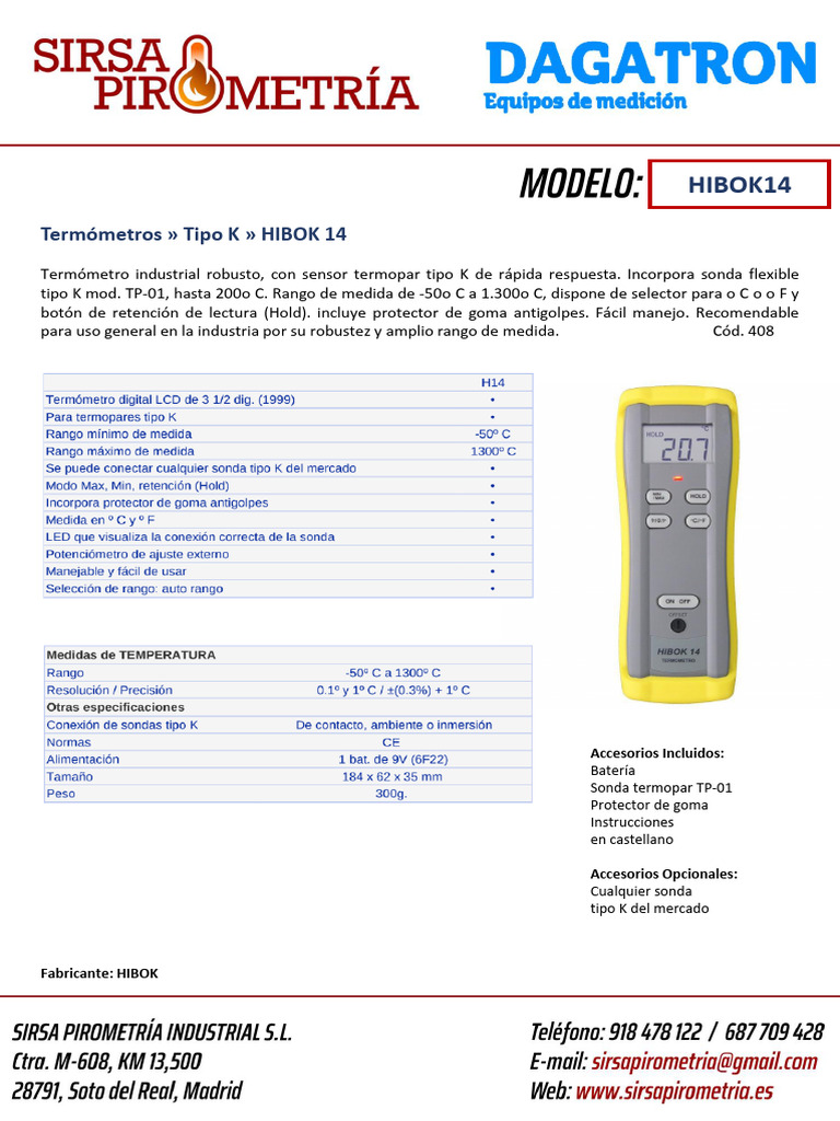 Termómetro Industrial HIBOK 14 | PDF