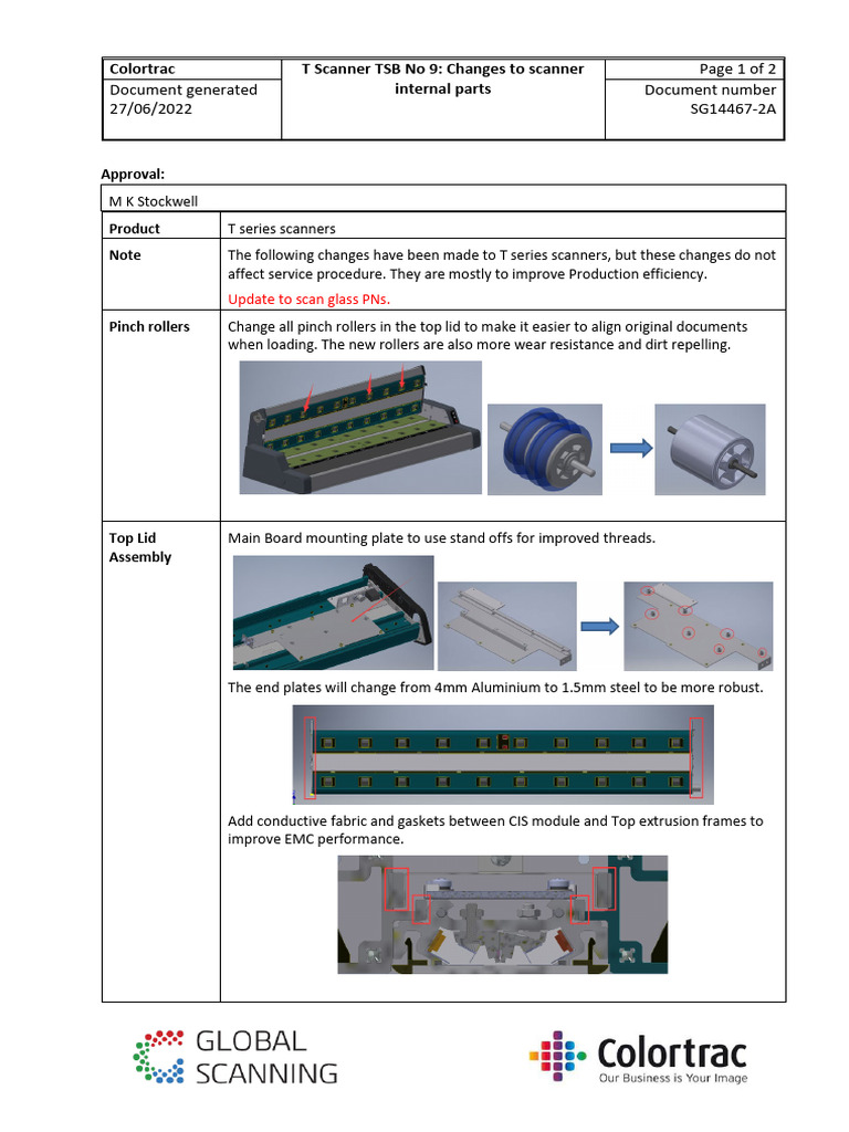 T Scanner TSB No 14b Changes To Scanner Internal parts-SG14467-2A | PDF ...