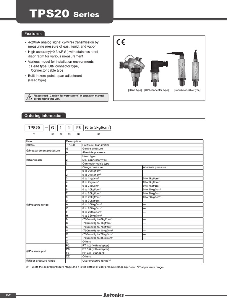 TPS20 | PDF | Pressure Measurement | Electrical Engineering