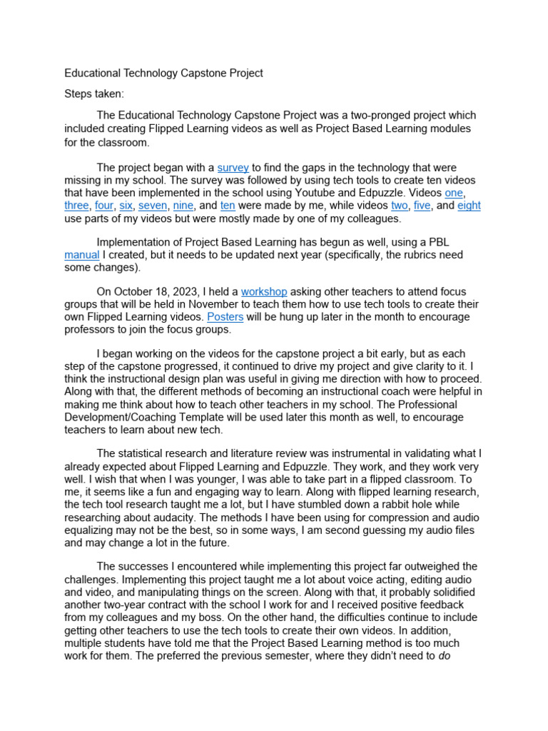 Educational Technology Capstone Project | PDF | Project Based Learning ...
