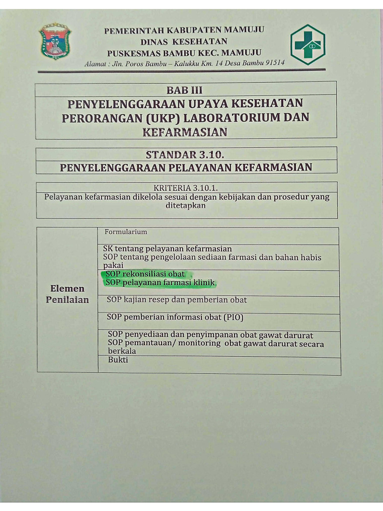3.10.1. c1 SOP Rekonsiliasi Obat | PDF