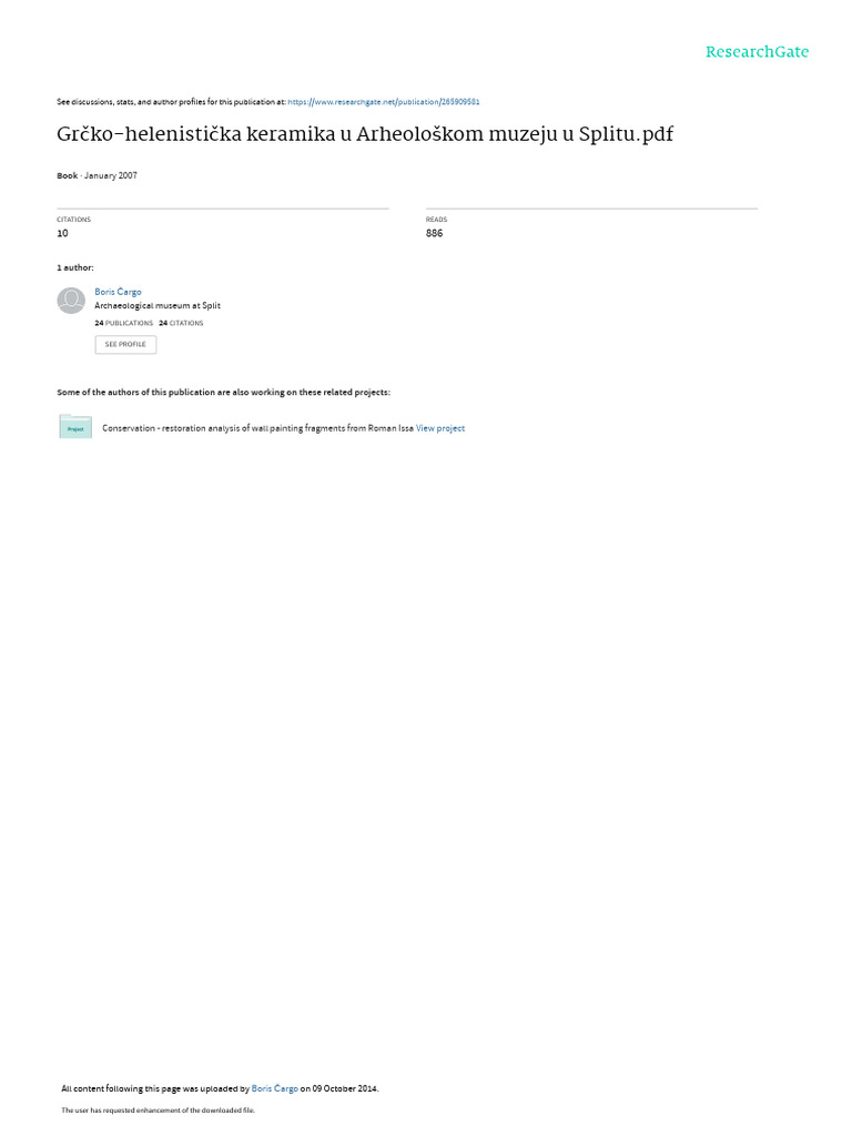 Grko-Helenistika Keramika U ArheolokommuzejuuSplitu | PDF