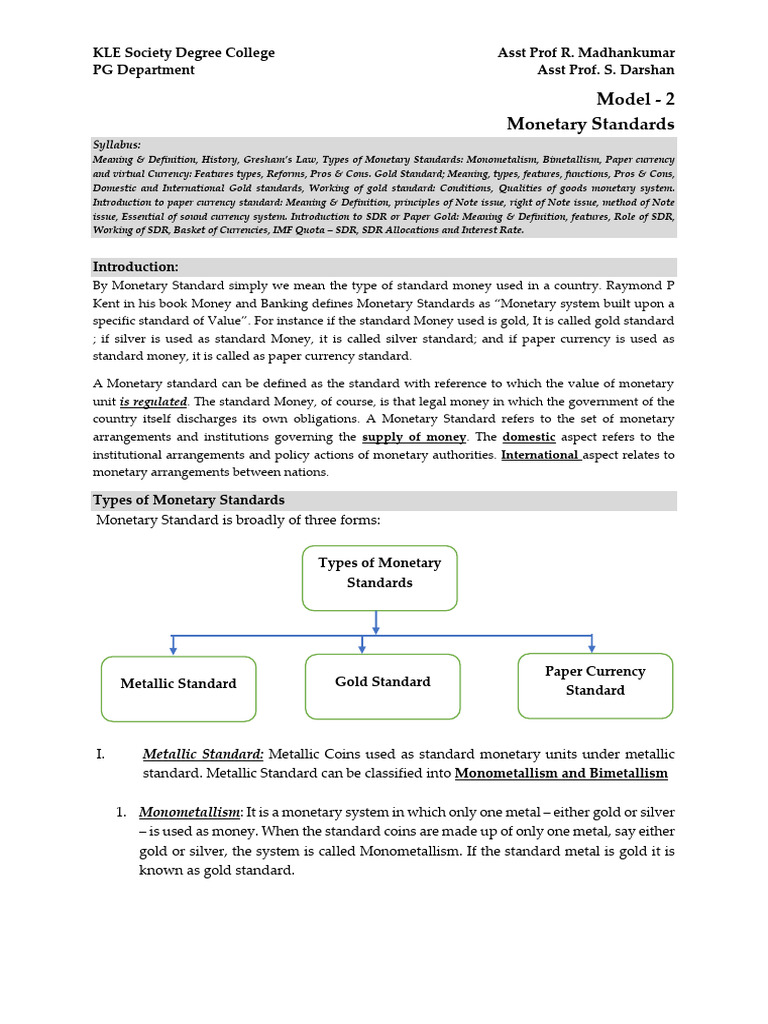 Monetary Standard | PDF | Money | Gold Standard