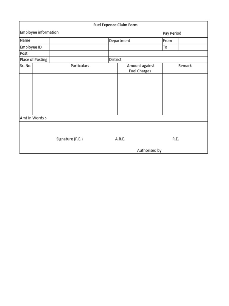 Fuel Expence Claim Form | PDF