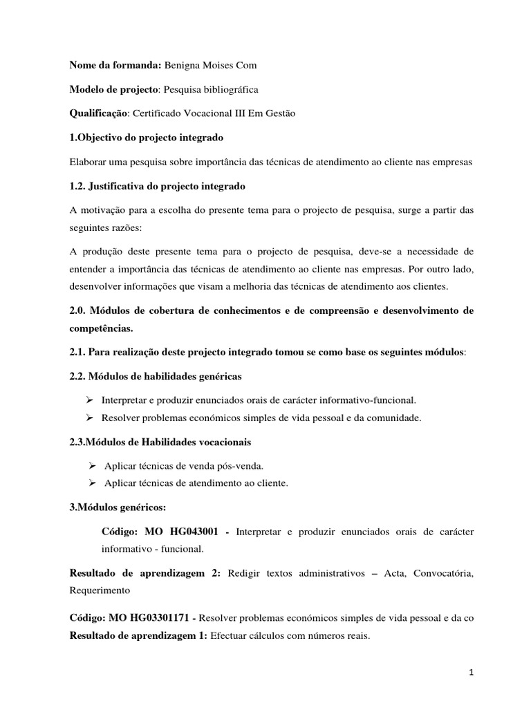 Plano de Acção Benigna 1 | PDF | Aprendizado