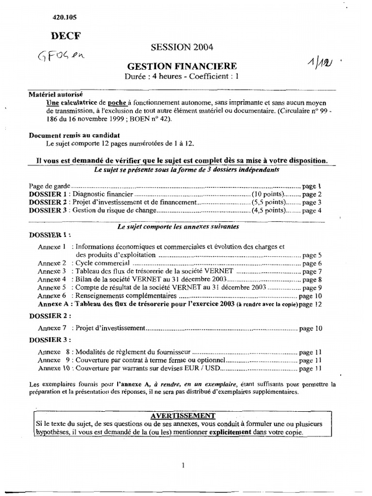 Decf Gestion - Financiere 2004 | PDF