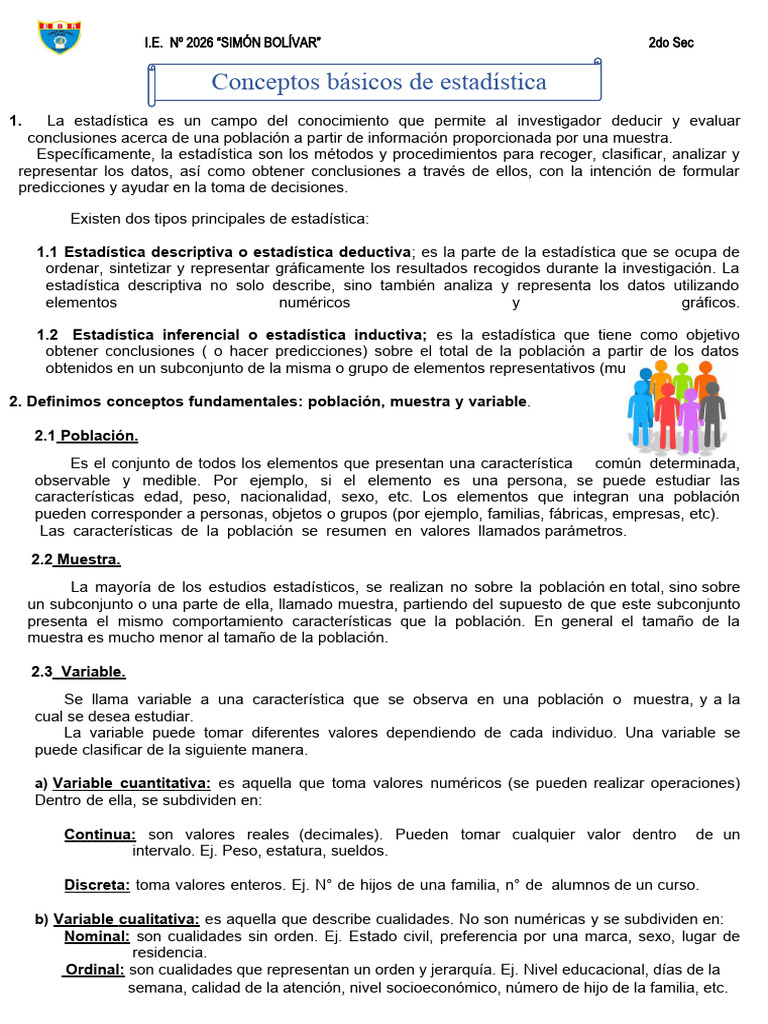 Conceptos Básicos de La Estadística | PDF | Estadísticas | Muestreo (Estadísticas)
