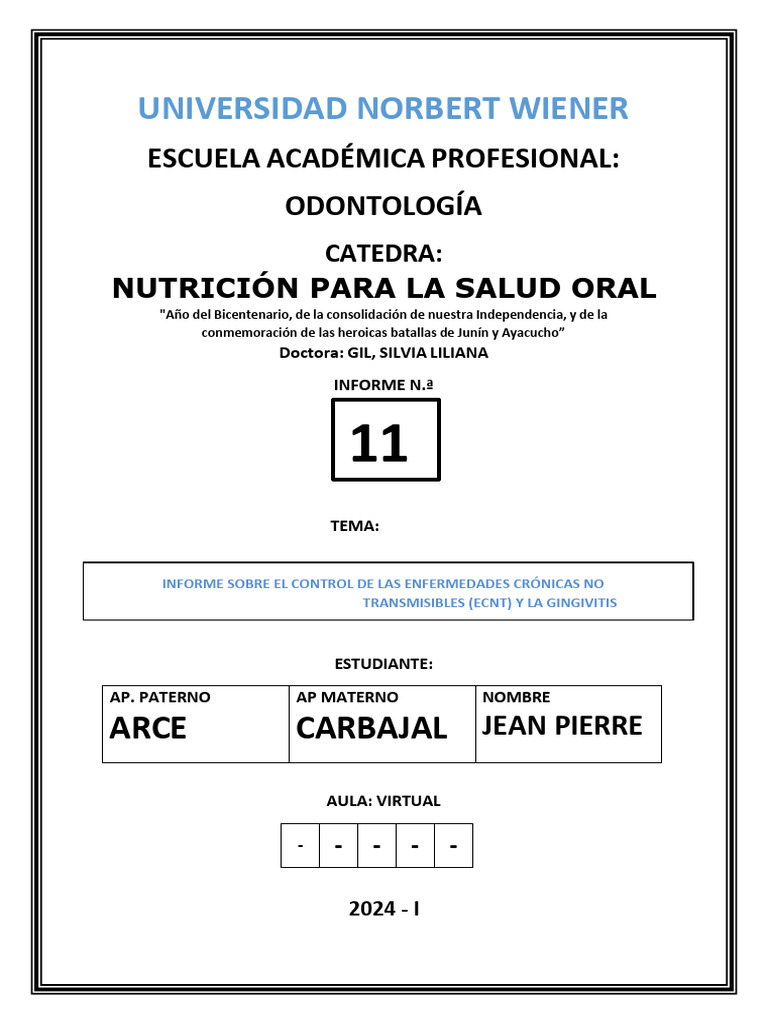 Informe Sobre El Control de Las Enfermedades Crónicas No Transmisibles ...