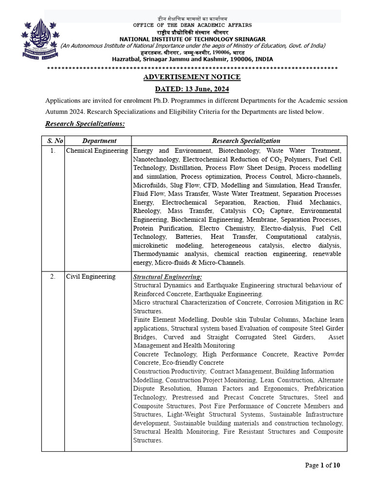 PHD Advertisement 2024 | PDF | Concrete | Power Electronics