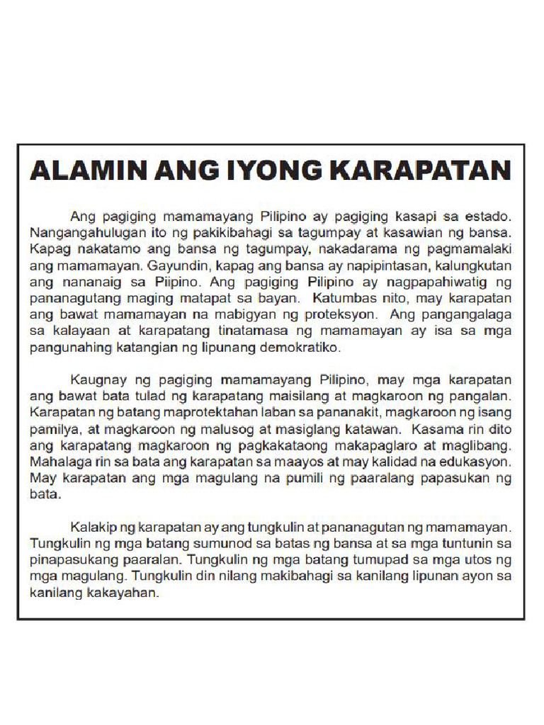 Reading Materials Filipino JHS | PDF