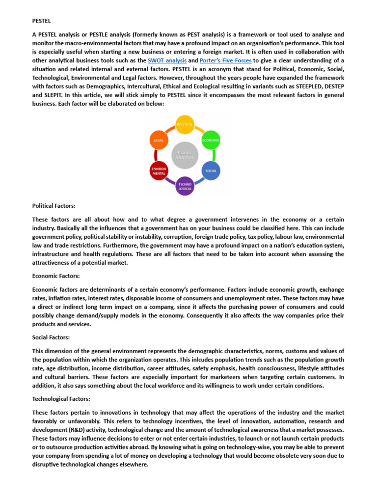 pestel | PDF | Market (Economics) | Economics