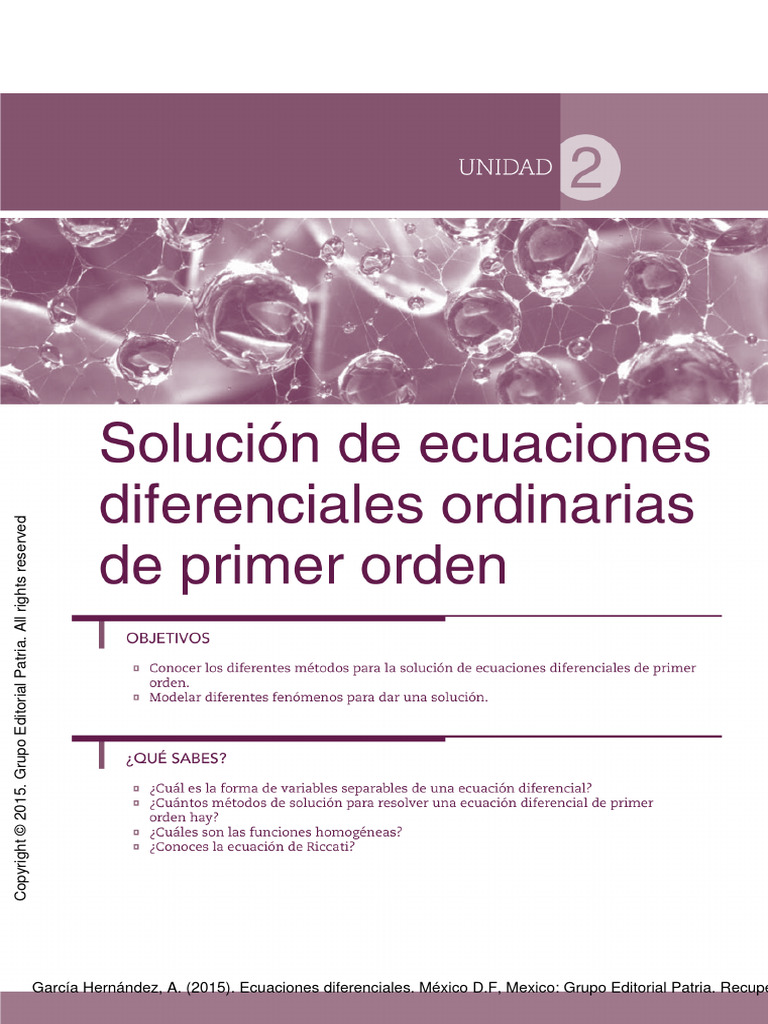 Solución de Ecuaciones Diferenciales Ordinarias de Primer Orden | PDF ...