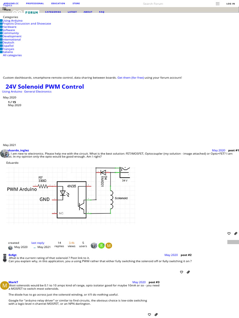 24v Solenoid Pwm Control Using Arduino General Electronics Arduino Forum Pdf Mosfet 