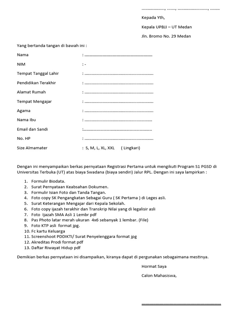 Syarat dan Berkas RPL UT S1 PGSD | PDF