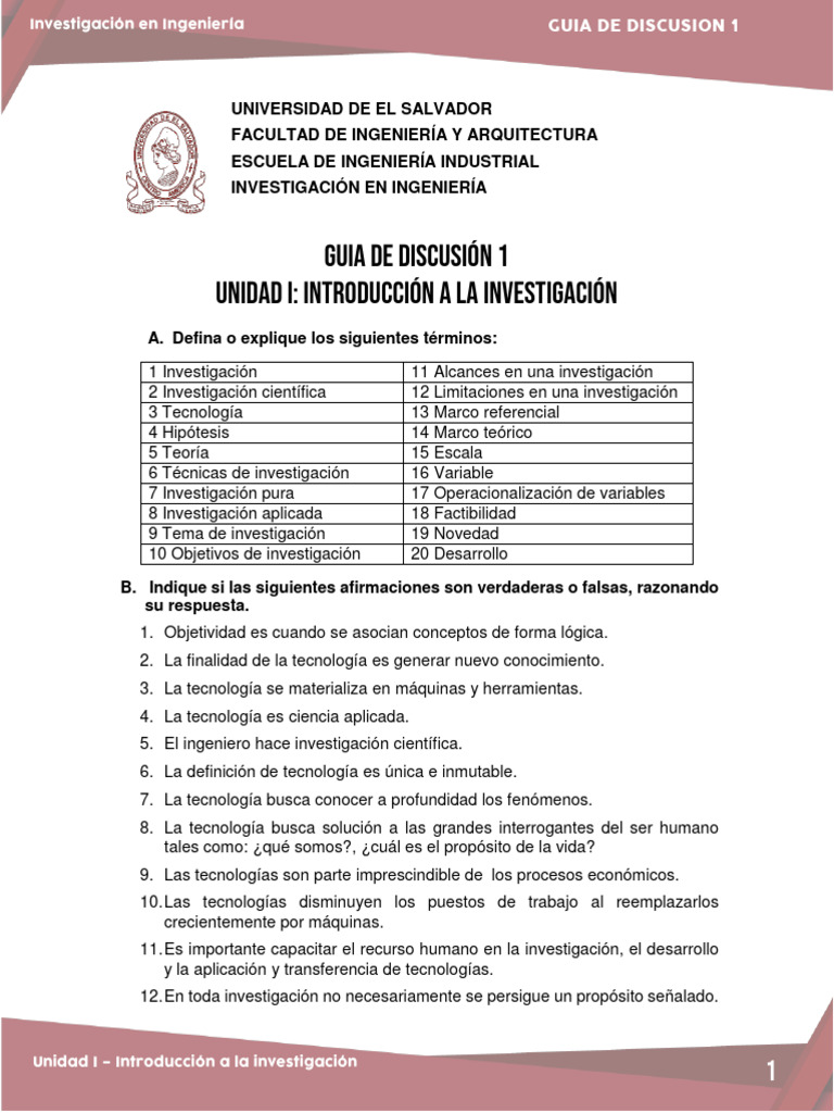 Guía de Discusión - Unidad I | PDF | Hipótesis | Conocimiento